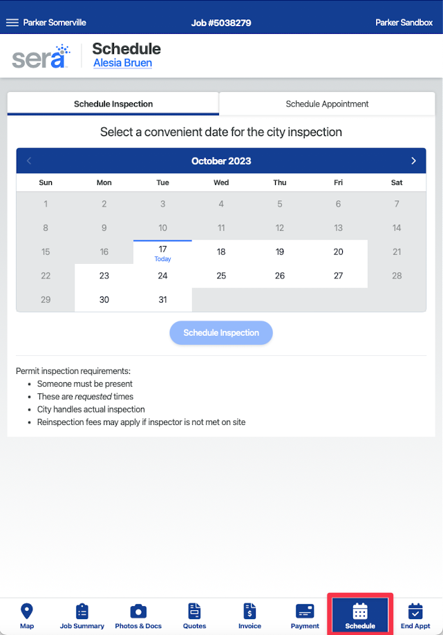 Tech App - Scheduling Follow-Up Appointments & Inspections